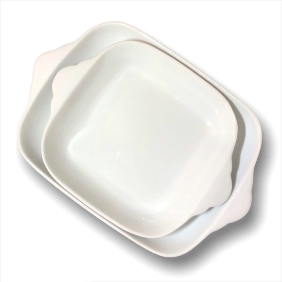Crate&Barrel | Dining | New White Ceramic Serving Dish Set Of 2 | Poshmark
